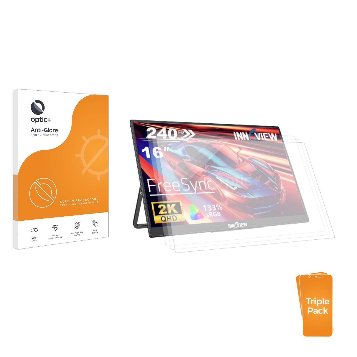 3pk Optic+ Anti-Glare Screen Protectors for InnoView 16" Portable ...