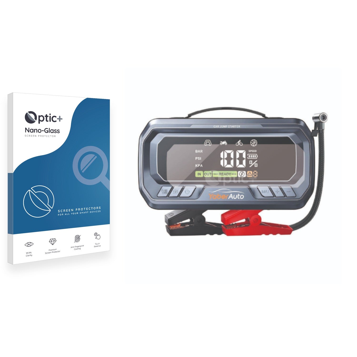 Optic+ Nano Glass Screen Protector for YaberAuto YA90 Jump Starter ...
