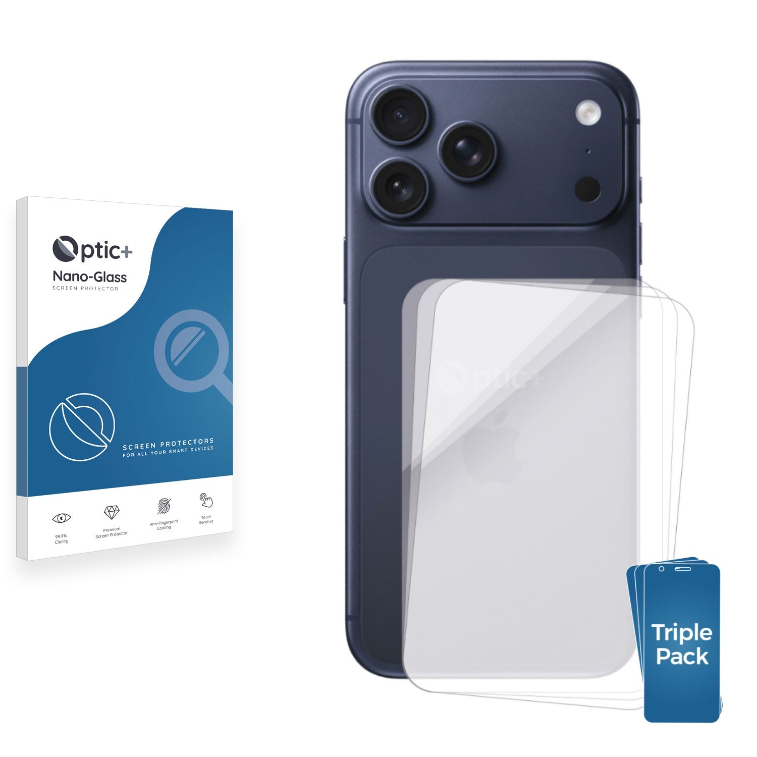 3pk Optic+ Nano Glass Rear Protectors for Apple iPhone 17 Pro Max ...