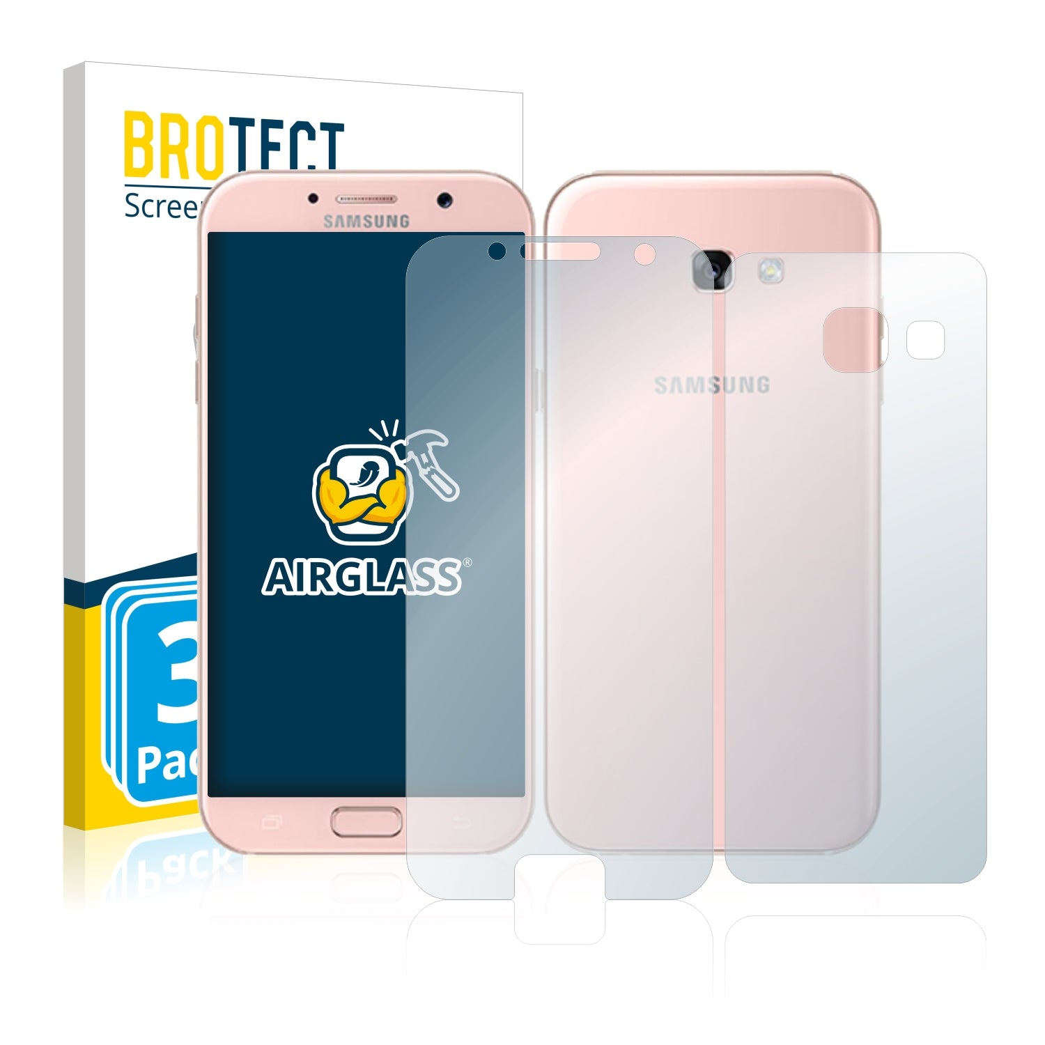 3x BROTECT AirGlass Glass Screen Protector for Samsung Galaxy A3 2017 ...